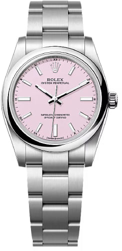 Rolex Oyster Perpetual 34 Candy Pink Dial Oyster Bracelet - 124200 - 2 ...